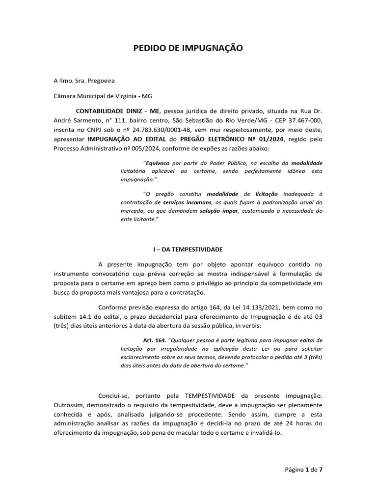 Impugnacao PE 001-2024 | PDF