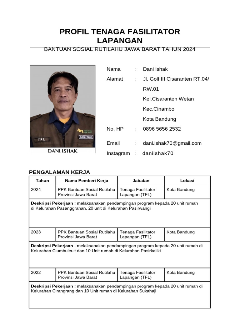 Format Profil Korfas-TFL 2024 (Dani Ishak) | PDF