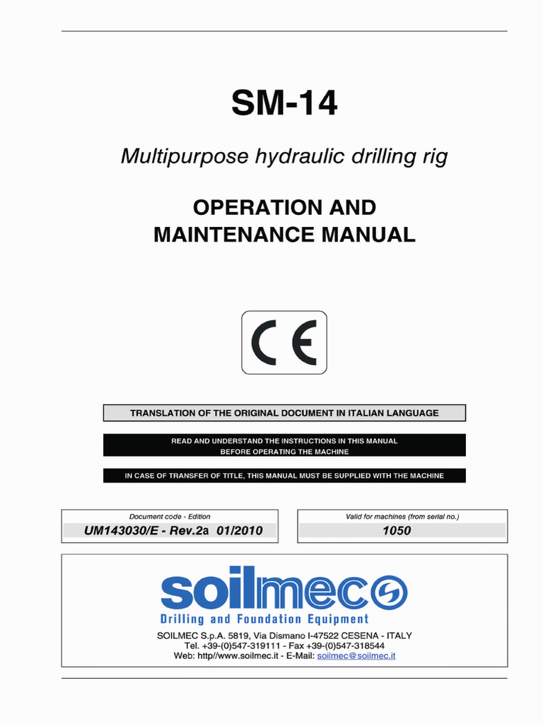 Manual de Operaciones y Mantenimiento - SM14 - 1050 | PDF