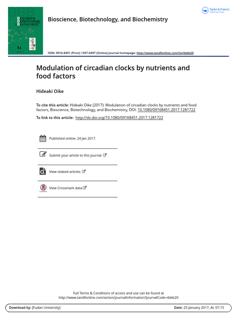 2017 Modulation of Circadian Clocks | PDF