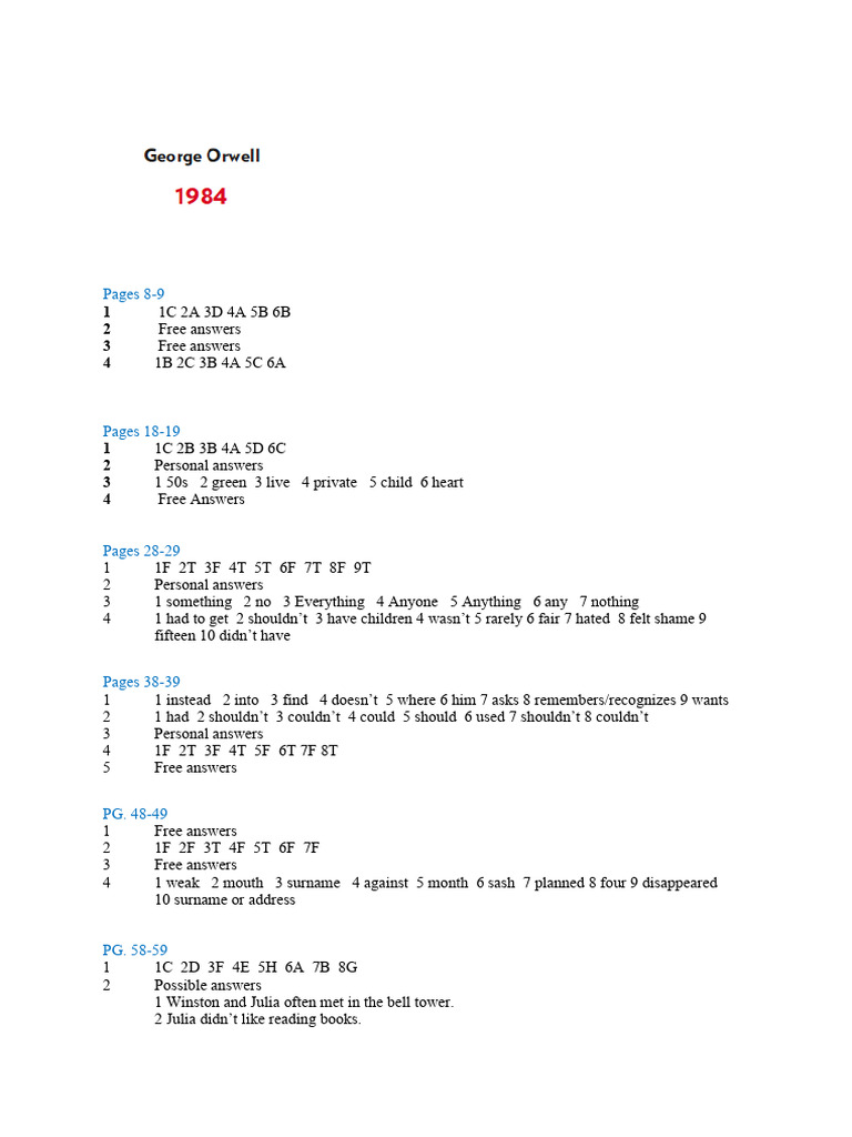 1984 AnswerKeys | PDF