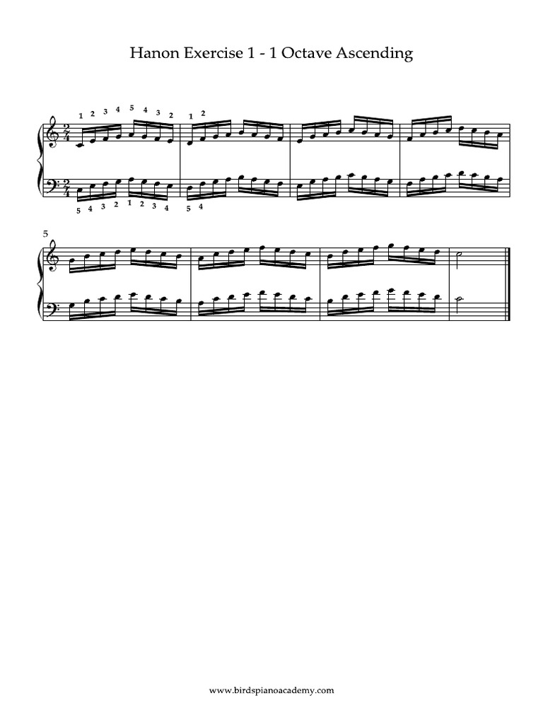 27 Hanon Exercise 1 - 1 Octave Ascending | PDF