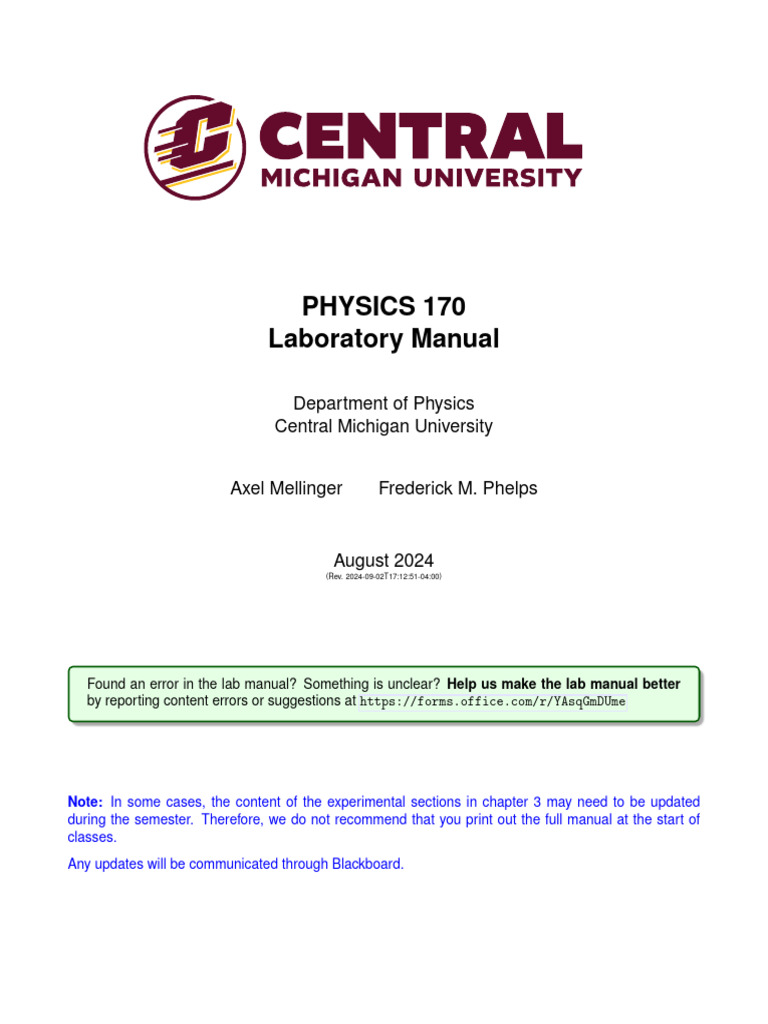 PHY170 Manual | PDF