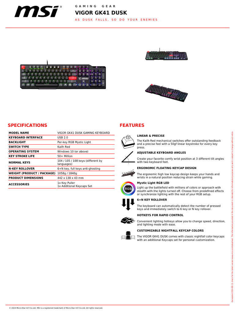 Vigor GK41 Dusk | PDF