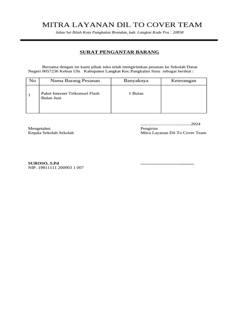 Surat Pengantar Barang Nani | PDF