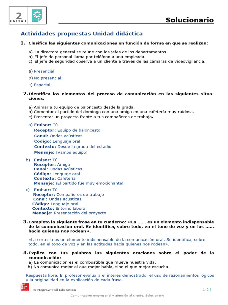 Solucionario U02 | PDF | Comunicación | Arte