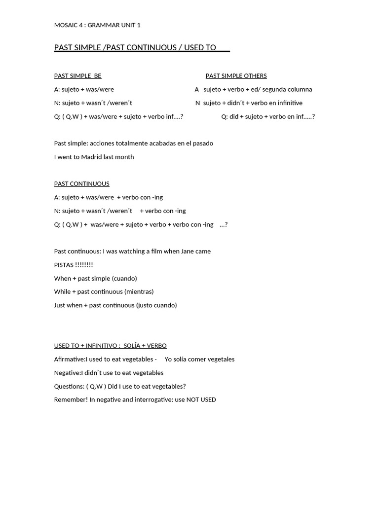 Grammar Unit 1 | PDF