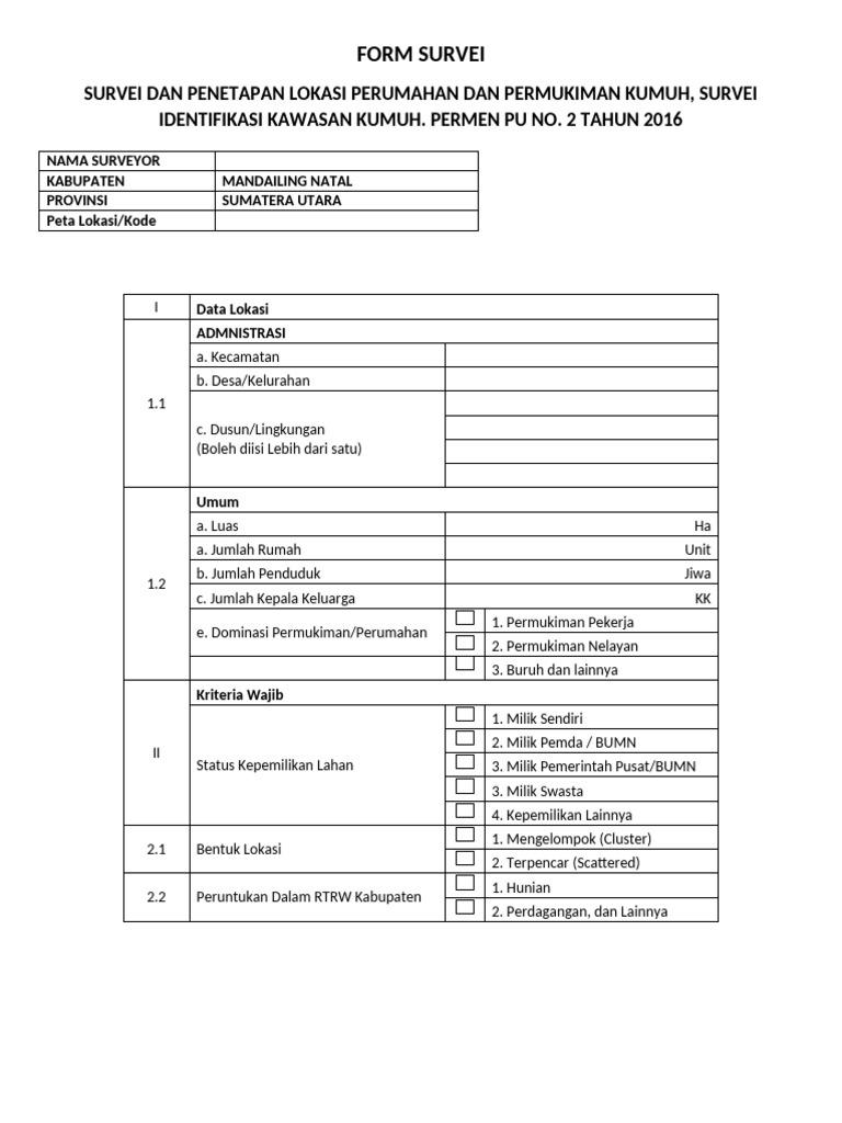 Lampiran Form Survei | PDF