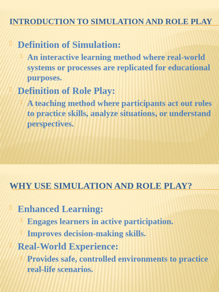 Introduction to Simulation and Role Play | PDF