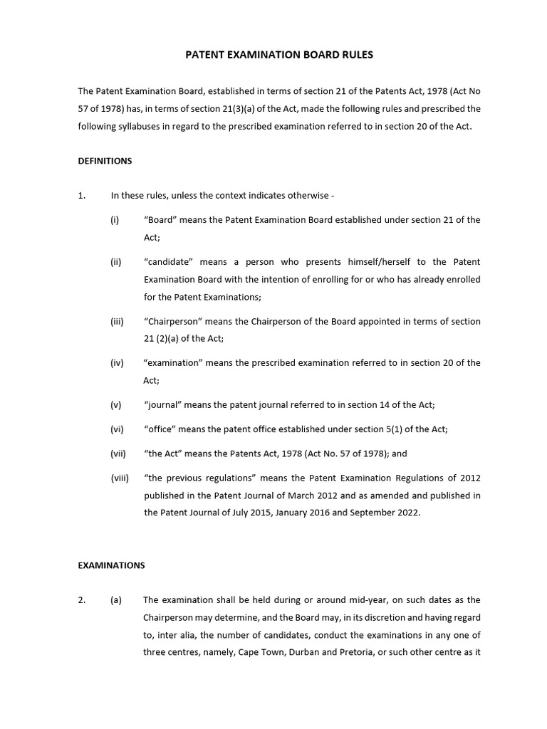 Patent Examination Board Rules | PDF