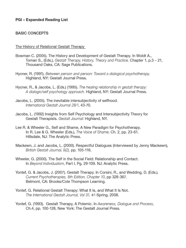 Expanded Reading List | PDF