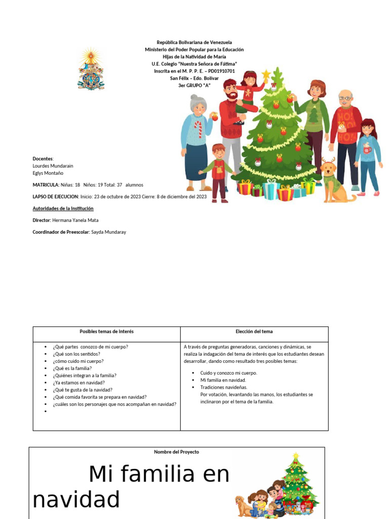 Proyecto Mi Familia en Navidad | PDF | Navidad | Aprendizaje