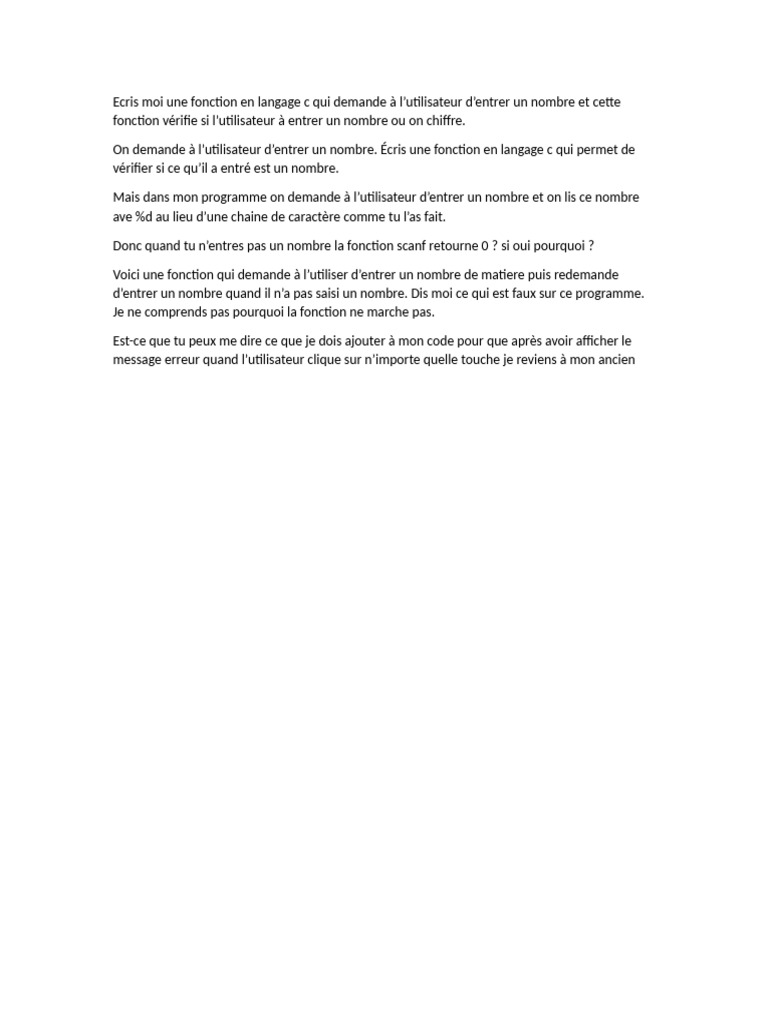 Ecris Moi Une Fonction en Langage C Qui Demande À L | PDF