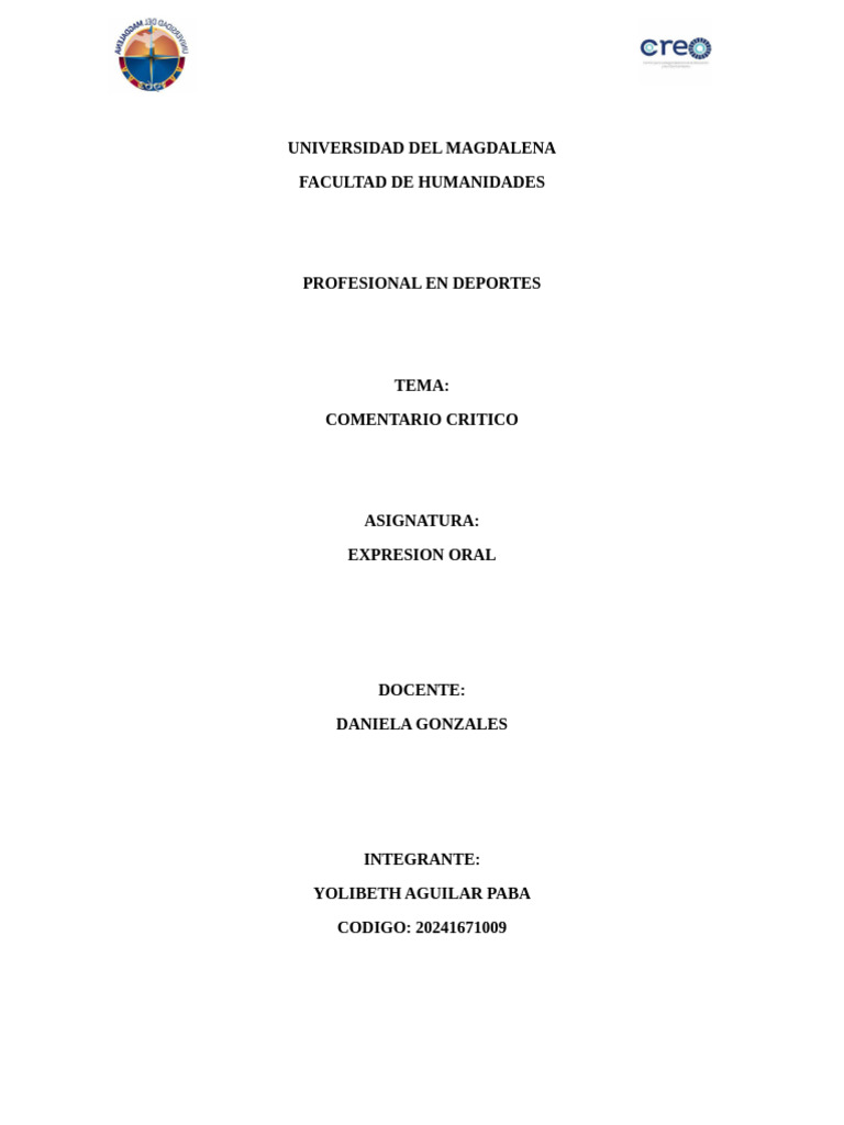 Comentario Critico Sobre El Patinaje Yolibeth | PDF