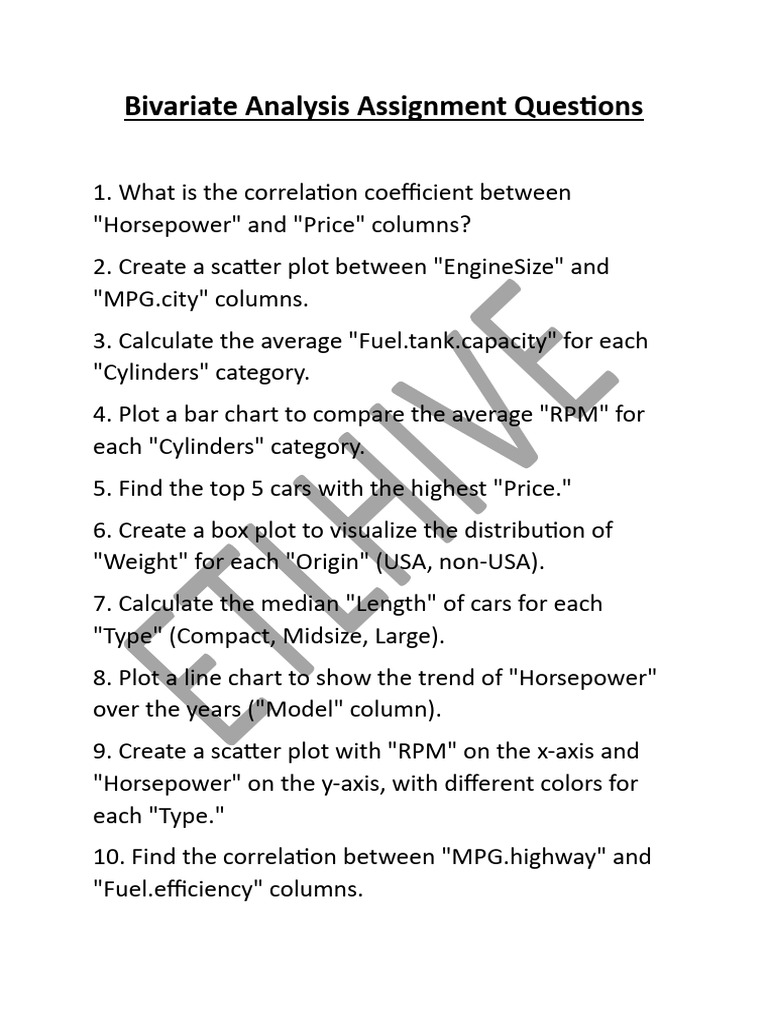 Bivariate Analysis Assignment Questions | PDF | Technology & Engineering