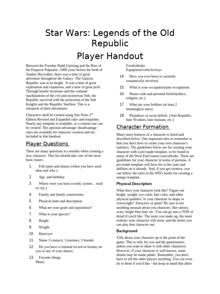 Legends Handout | PDF