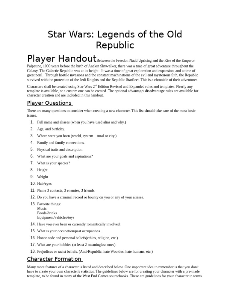 Character Planning | PDF