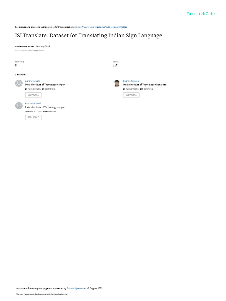 ISLTranslate Dataset For Translating Indian Sign L | PDF