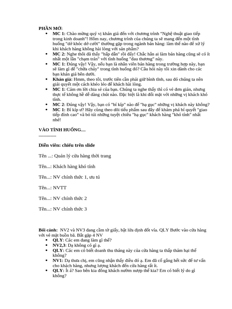 Kich Ban Tinh Huong | PDF