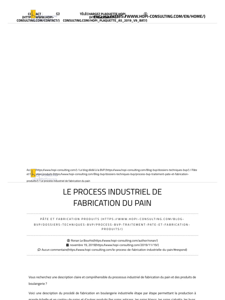 Le Process Industriel de Fabrication Du Pain | PDF