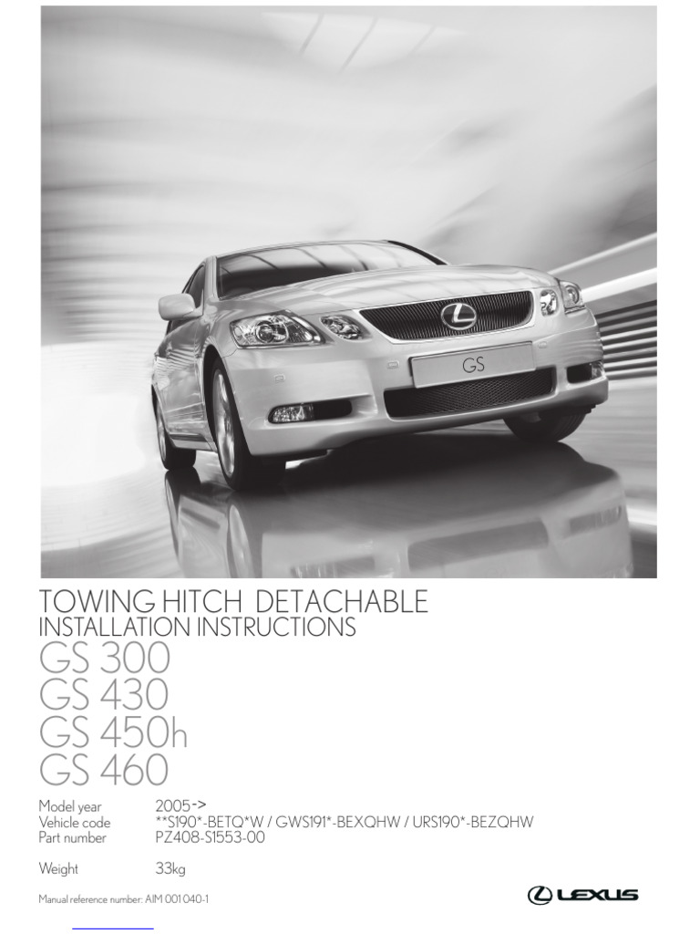 Lexus Towbar Installation Guide | PDF | Vehicles | Motor Vehicle