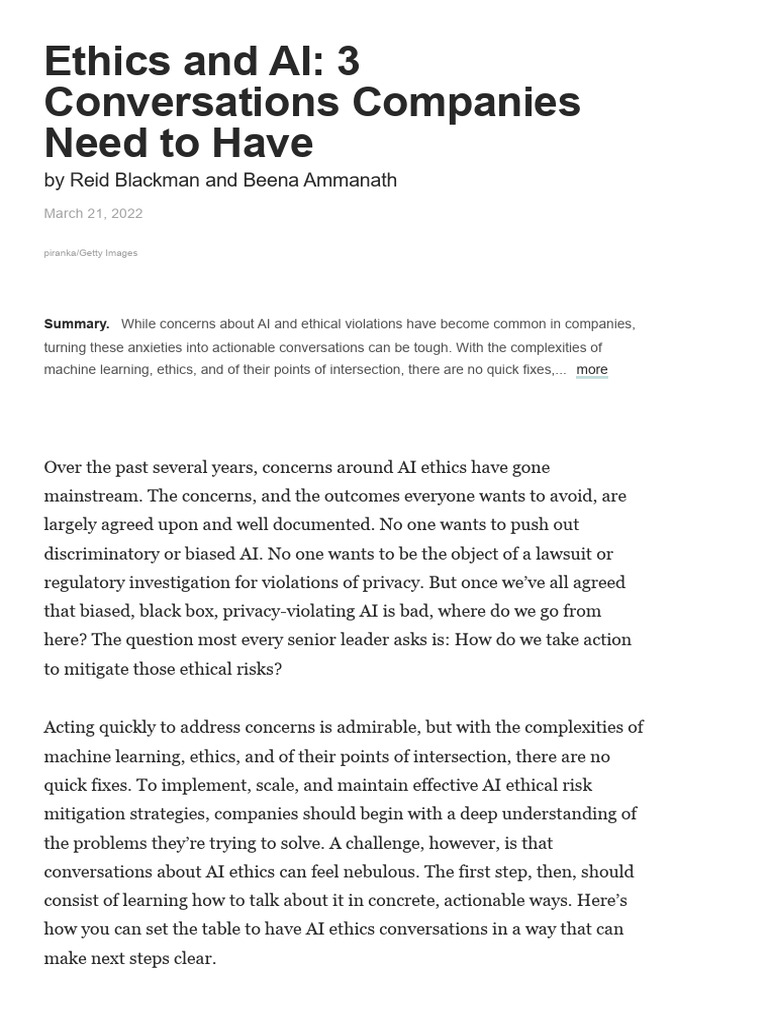Ethics and AI - 3 Conversations Companies Need To Have | PDF