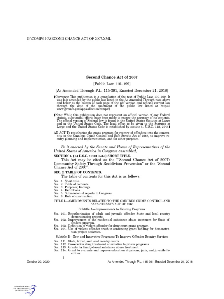 Second Chance Act | PDF