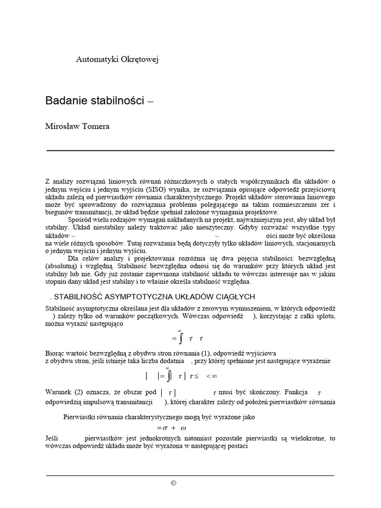 Routh Hurwitz Matlab Dobre | PDF