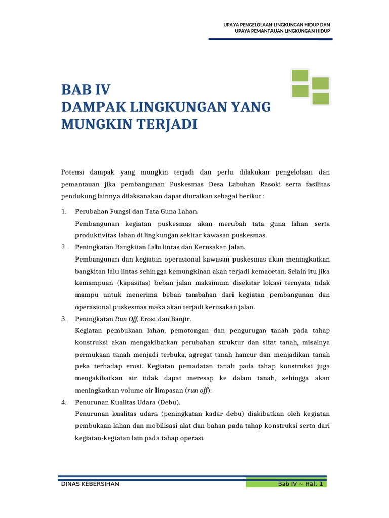 Oke-Bab 4 - Dampak Lingkungan Yang Mungkin Terjadi | PDF