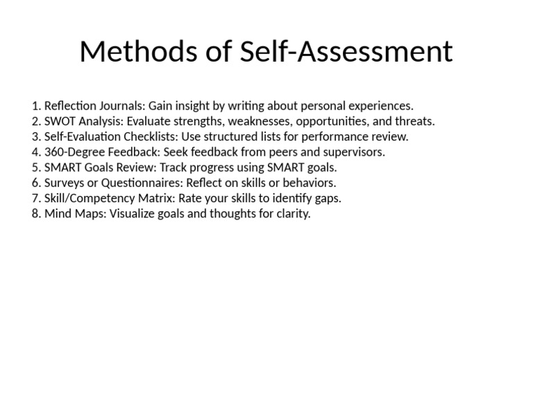 Decorative Self Assessment Slide | PDF