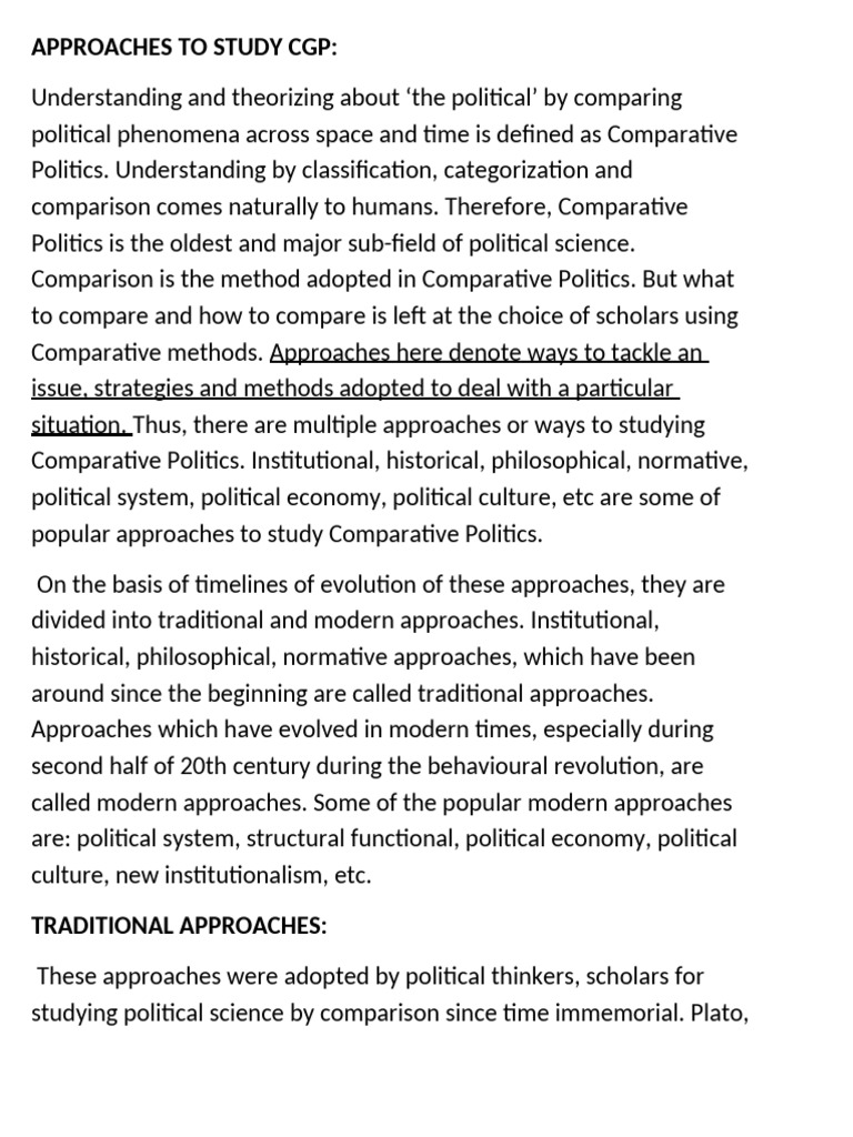 Approaches To Study CGP | PDF | Institution | Politics