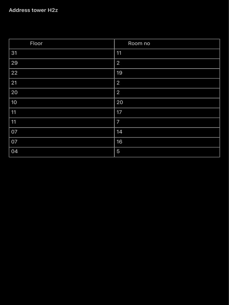 Address Tower H2z | PDF