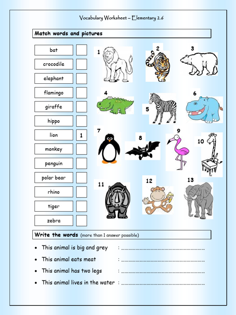 wild animals matching | PDF