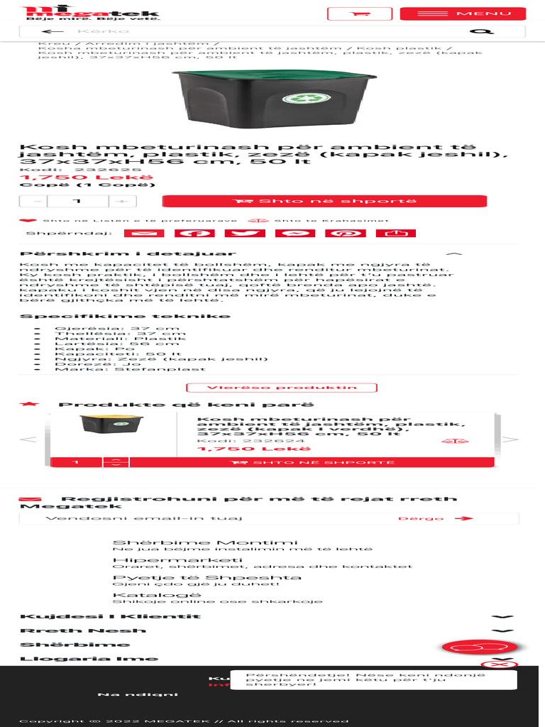 Kosh Mbeturinash Për Ambient Të Jashtëm, Plastik, Zezë (Kapa | PDF