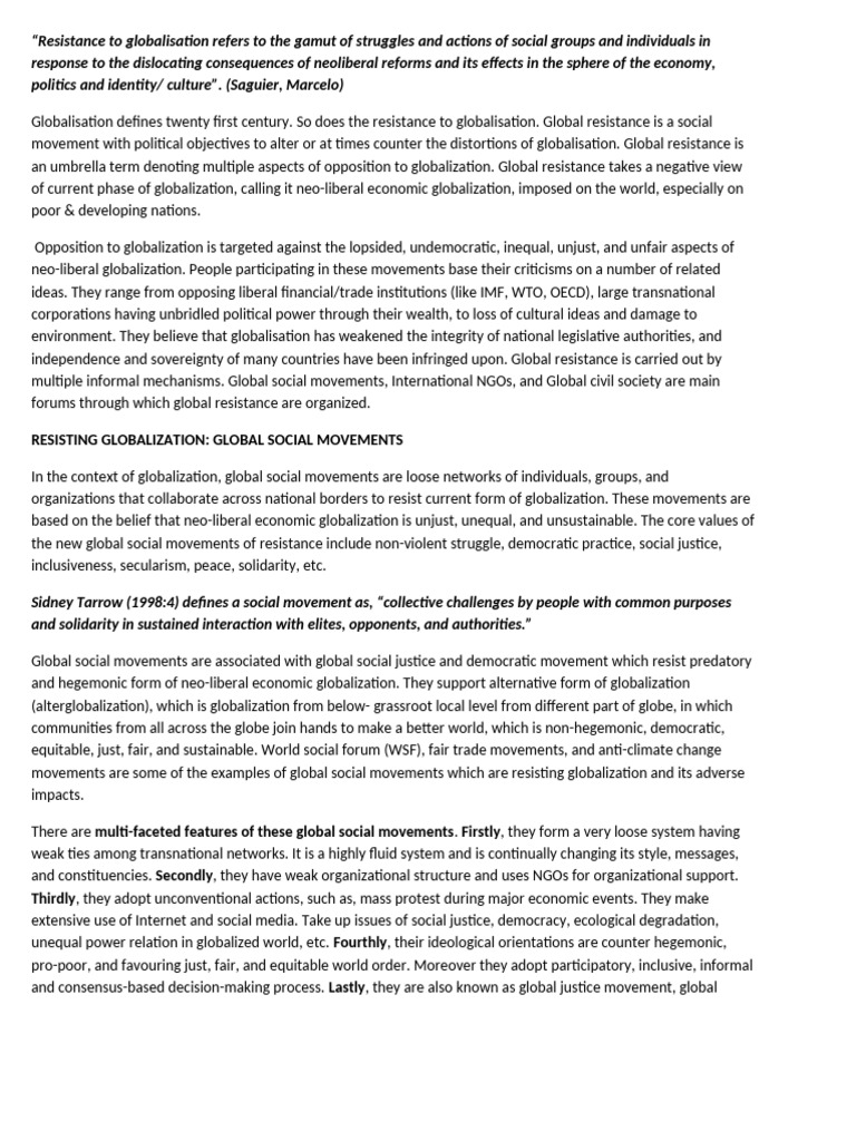 Global Resistance | PDF