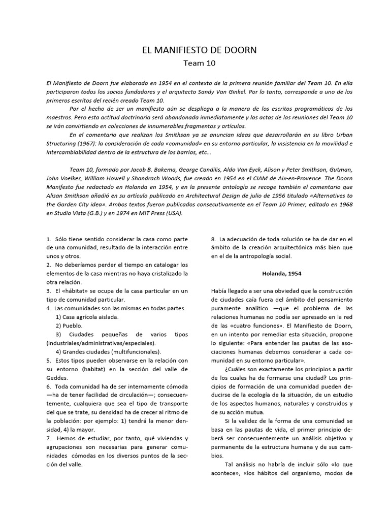 El Manifiesto de Doorn Team X | PDF