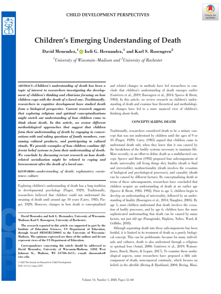 Children's Emerging Understanding of Death | PDF