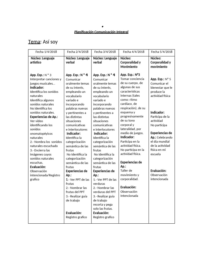 Planificación Comunicación Integral | PDF