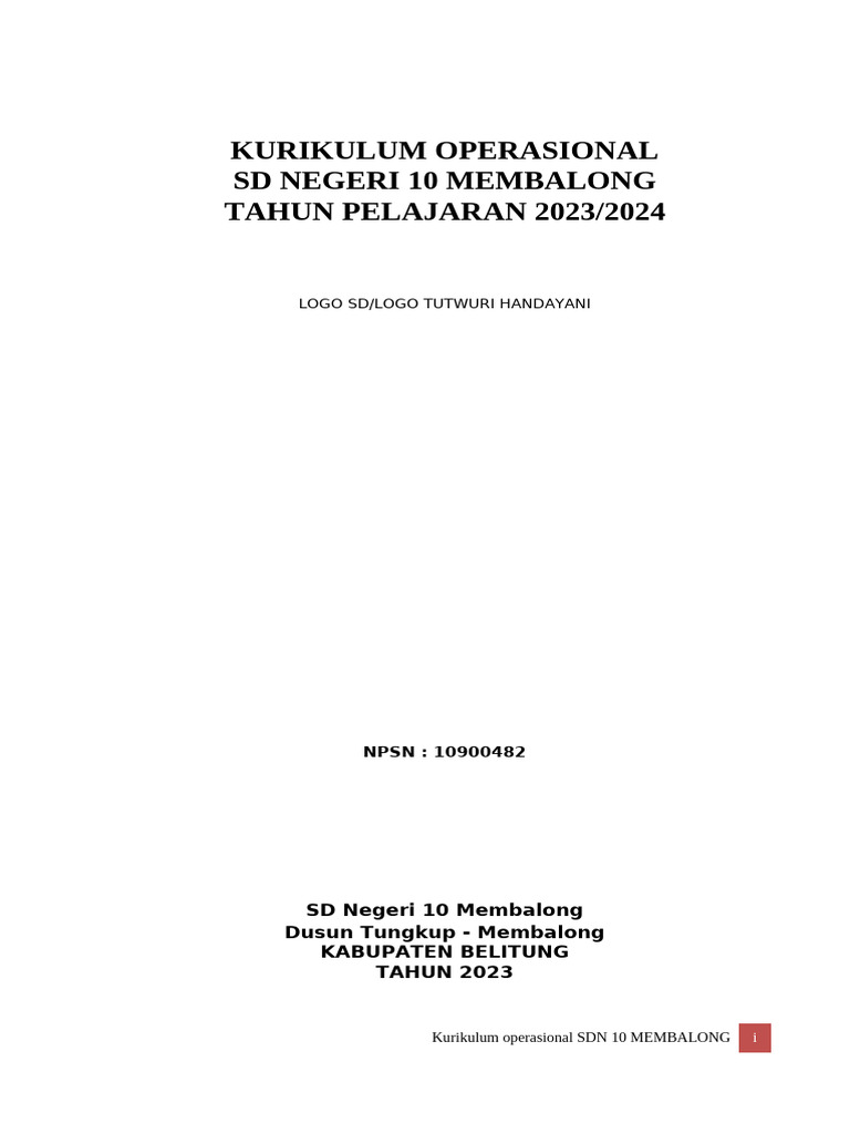 Kosp SDN 10 MBL 2023-2024 | PDF
