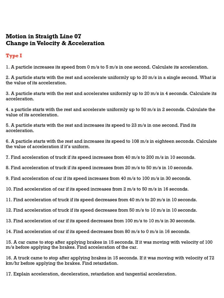 MISL 07 Change in Velocity and Acceleration | PDF