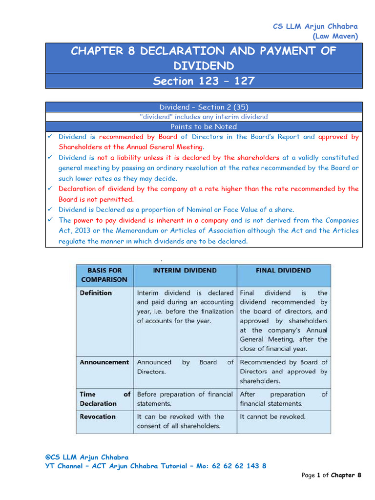 6.dividend Printed Notes Questions With Answer | PDF | Dividend | Business