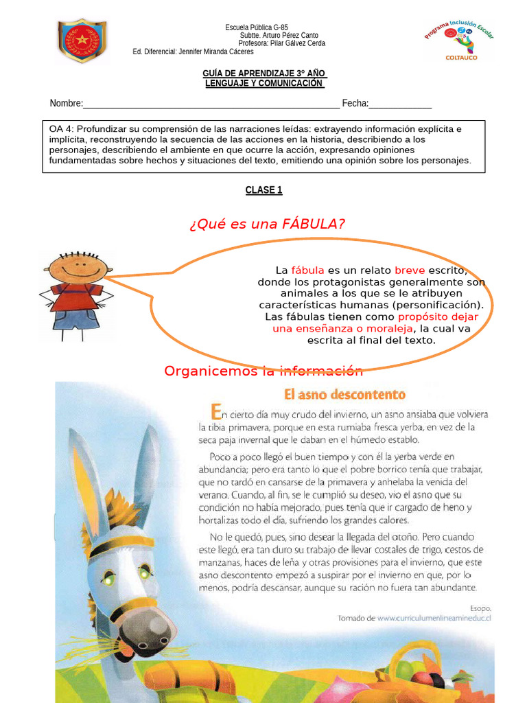 Guia Fabúla | PDF | Fábula | Aprendizaje