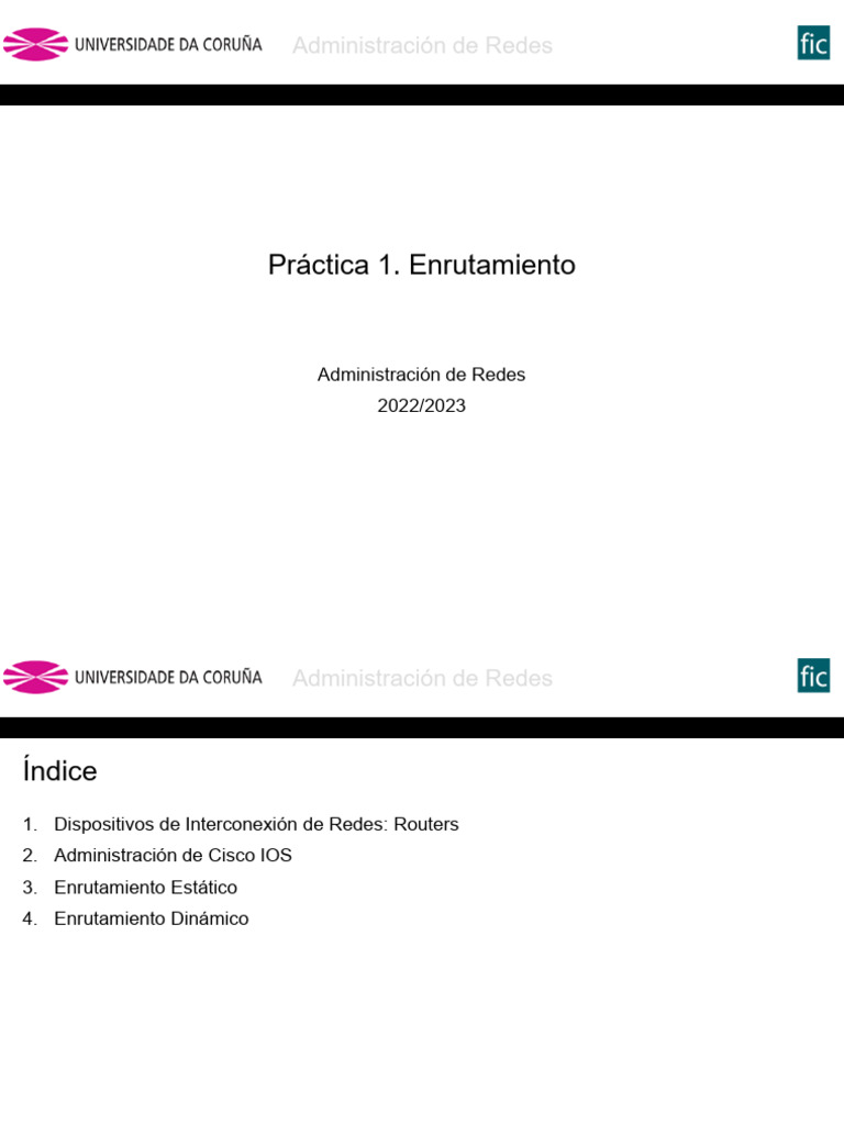 Presentación. Práctica1. Enrutamiento | PDF | Enrutador (Computación) | Interfaz de línea de comando