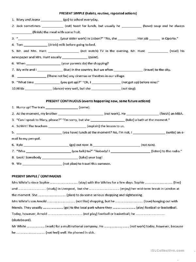 Present Simple and Present Continuous 2 | PDF