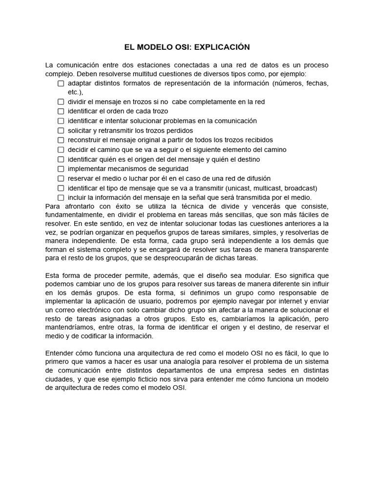 Modelo OSI | PDF | Red de computadoras | Informática
