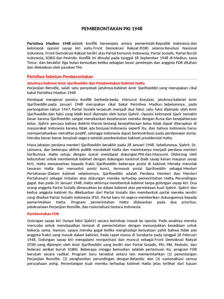 Pemberontakan Pki Madiun 1948 | PDF