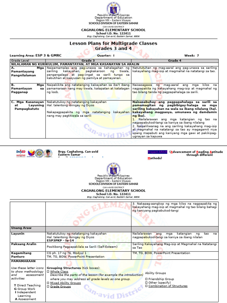 MG-DLP Esp 3 & GMRC 4 | PDF