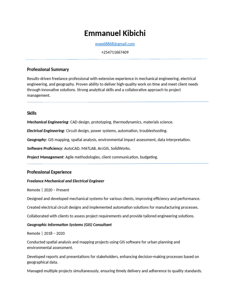 Emmanuel Kibichi Resume | PDF