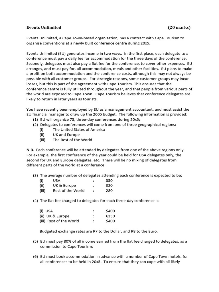 Events Unlimited Question | PDF