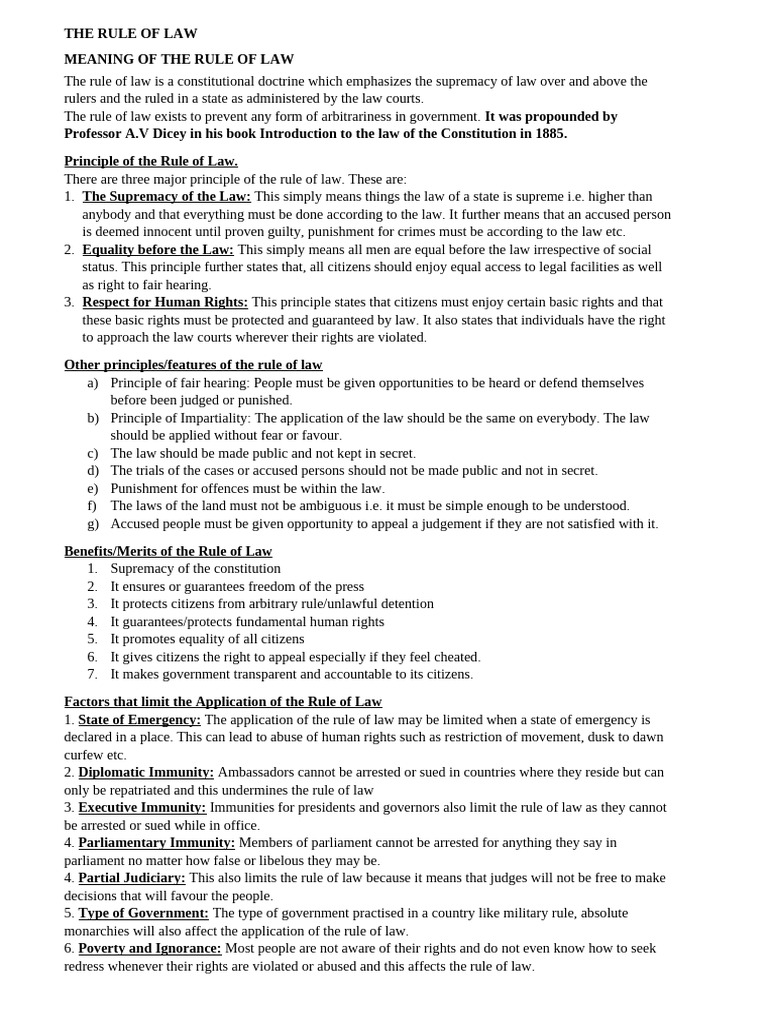 RISS Government Note On Rule of Law and Others | PDF